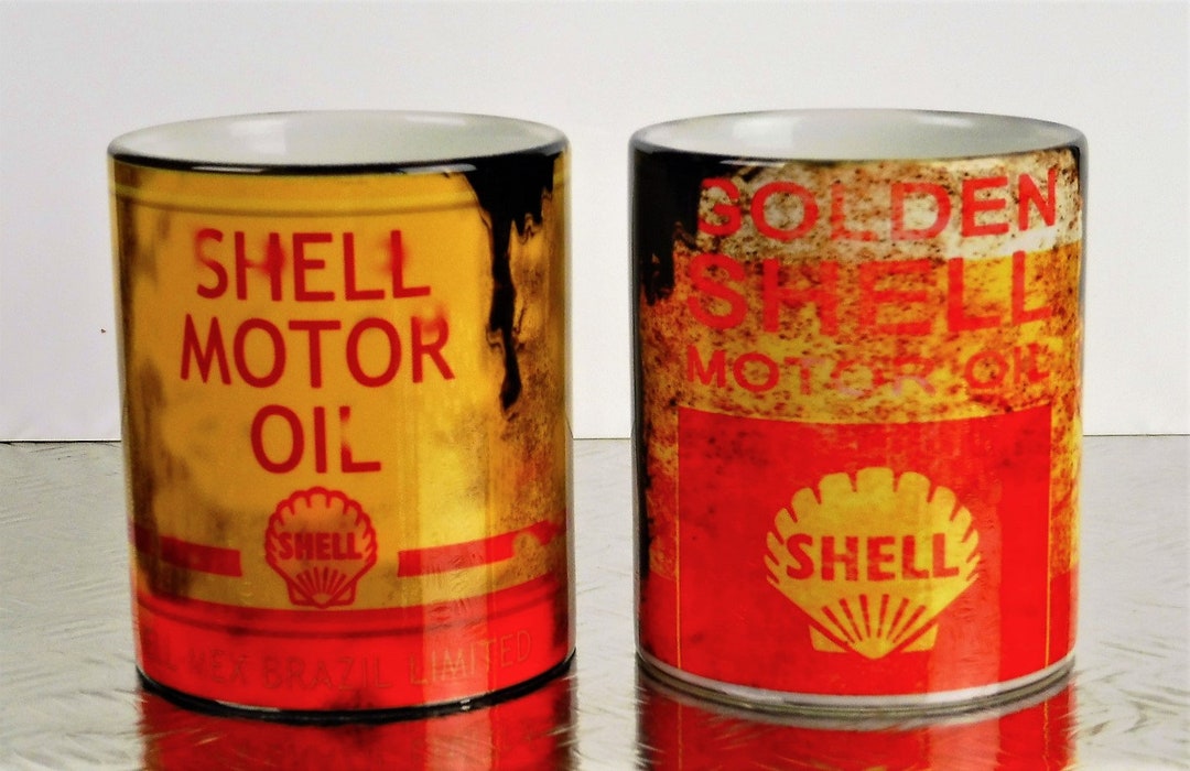 Set of two oil can Mugs Shell 1 / Shell Rusty Motorcycle car - Etsy.de