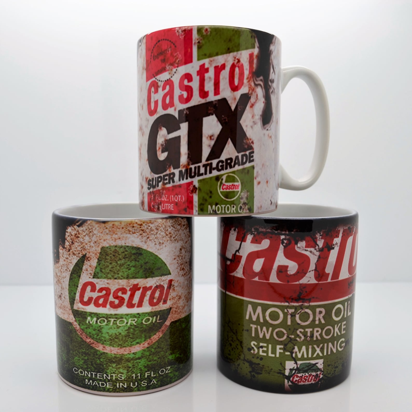Set of Three Castrol Oil Mugs / Castrol GTX Castrol Two - Etsy