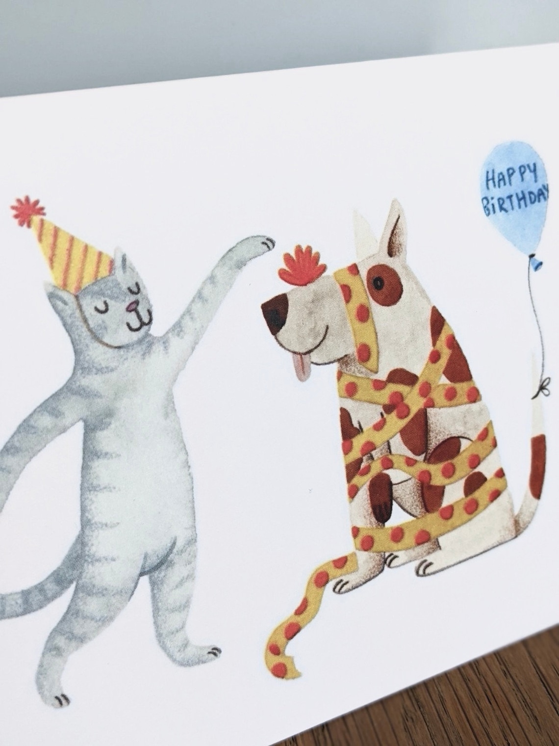 Happy Birthday Cat and Dog ~ Blank Illustrated Card - Etsy