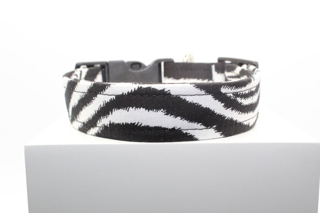 Zebra Print Dog Collar, Handmade Dog Collar, Custom Dog Collar, Fabric ...
