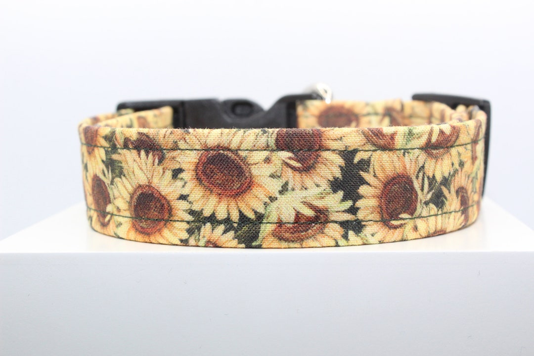 Sunflowers | Handmade Dog Collar, Fabric Dog Collar, Adjustable Dog ...