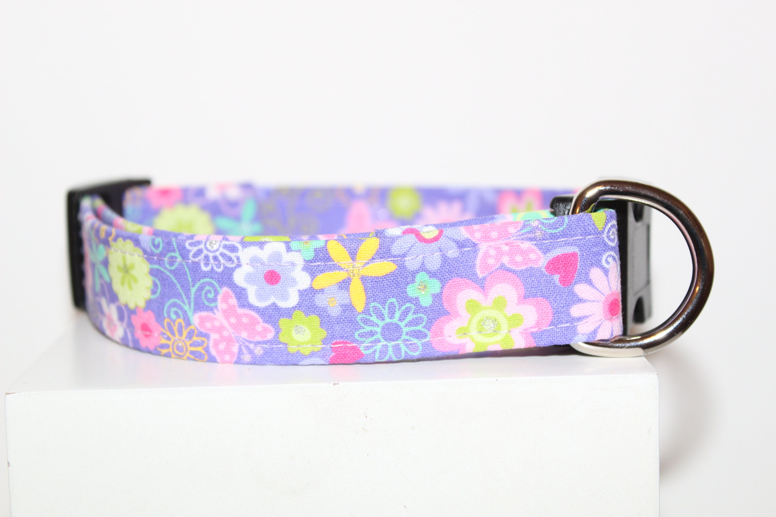 Purple Spring With a Hint of Glitter Handmade Dog Collar - Etsy