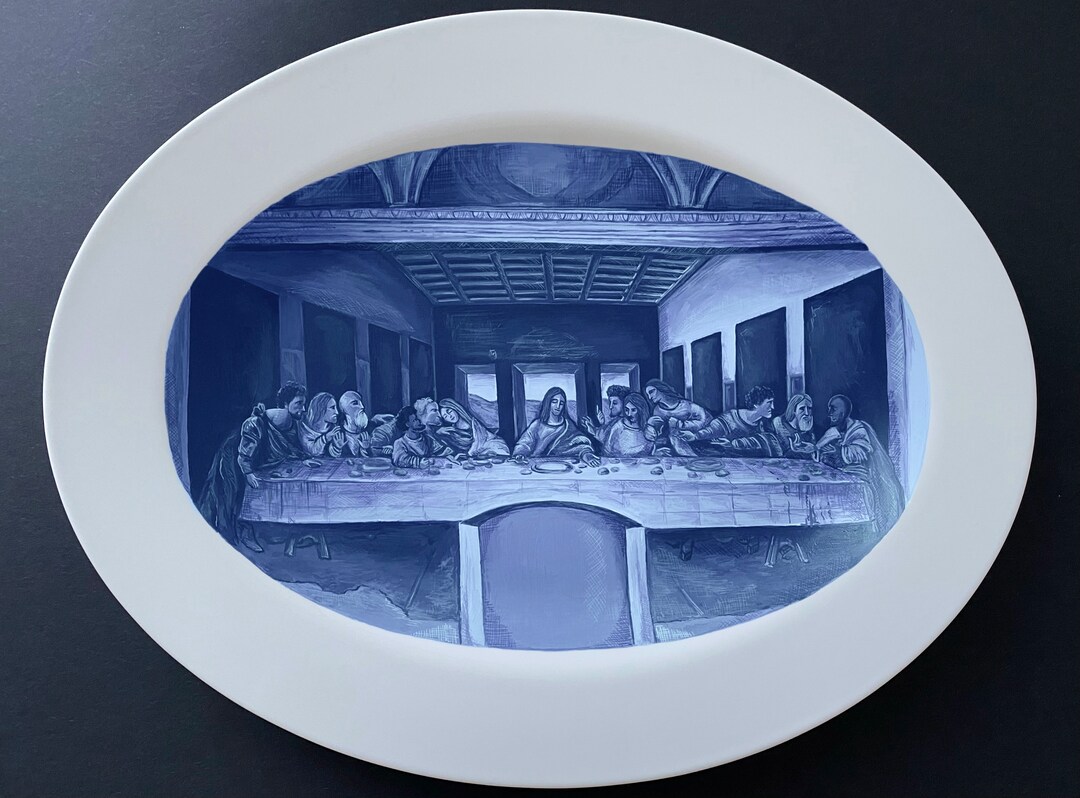 Hand Painted Platter, Religious Scene Art, Supper Painting - Etsy