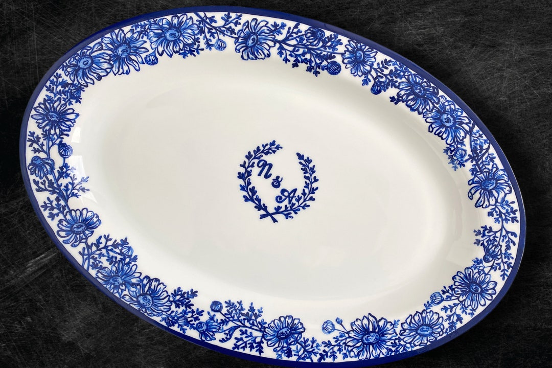 Custom Wedding Plate, Hand Painted Porcelain, Gift for Newlyweds ...