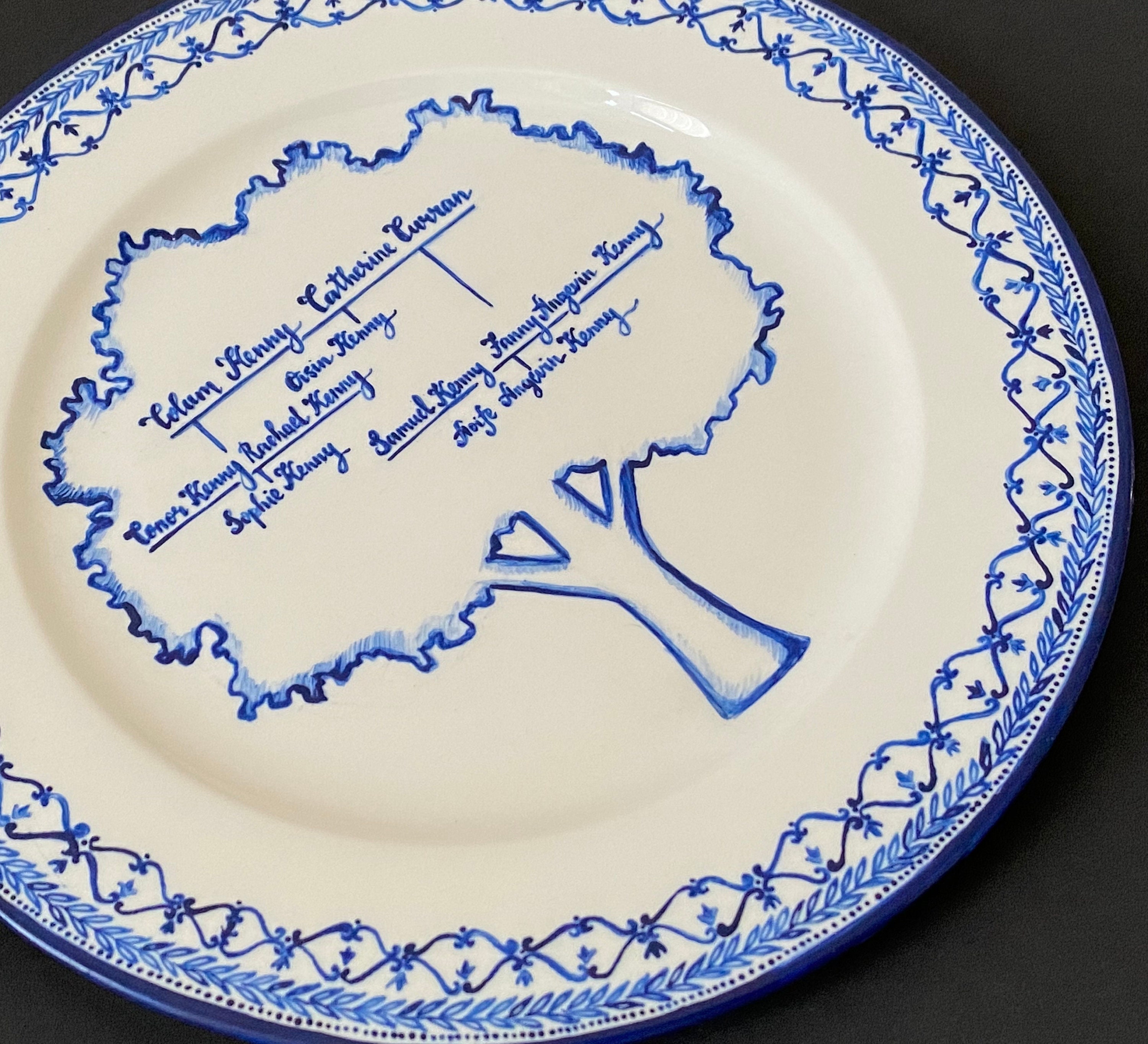 Hand Painted Delft Blue Family Tree Plate Custom Dutch Style - Etsy