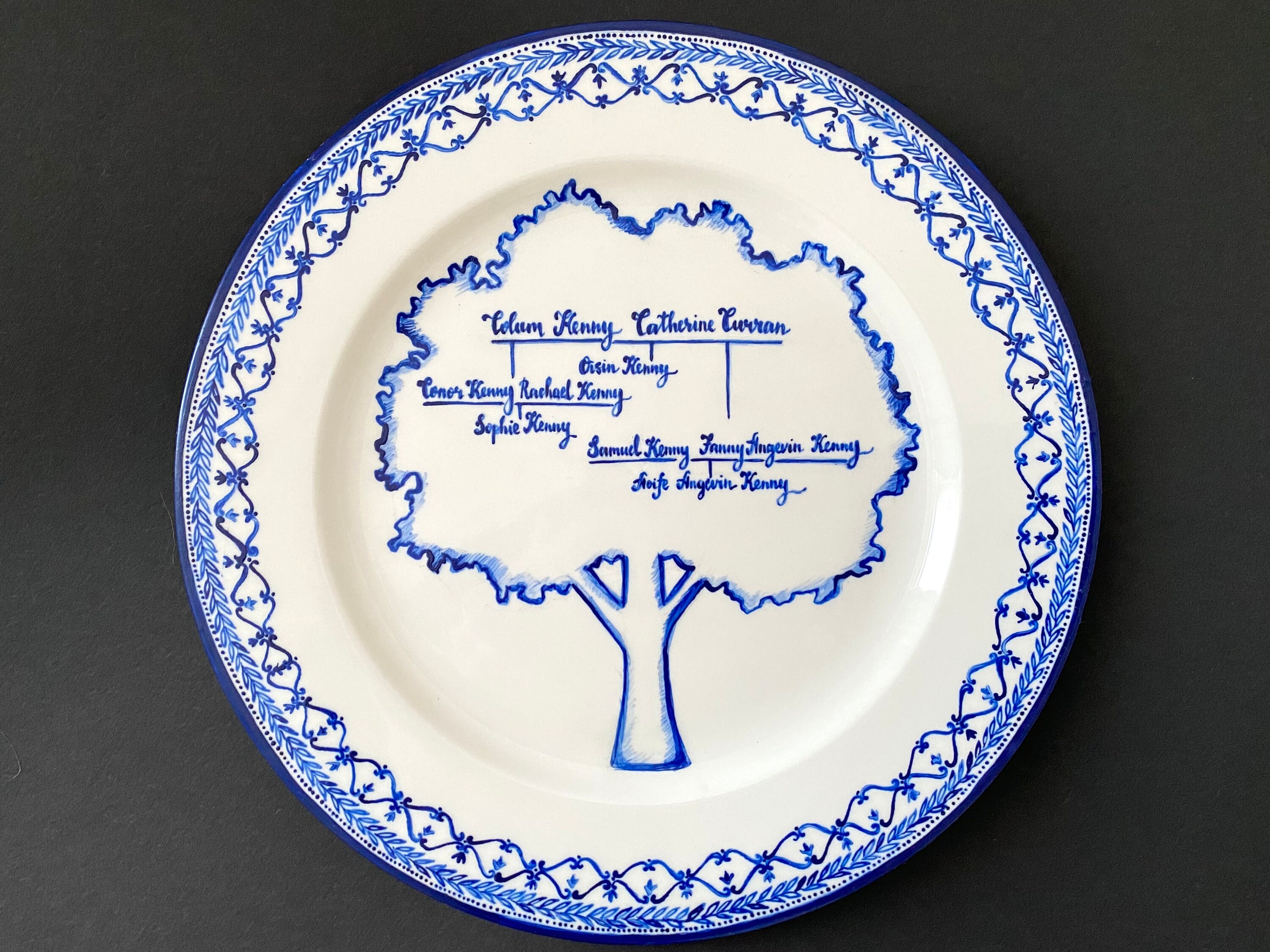Hand Painted Delft Blue Family Tree Plate Custom Dutch Style - Etsy