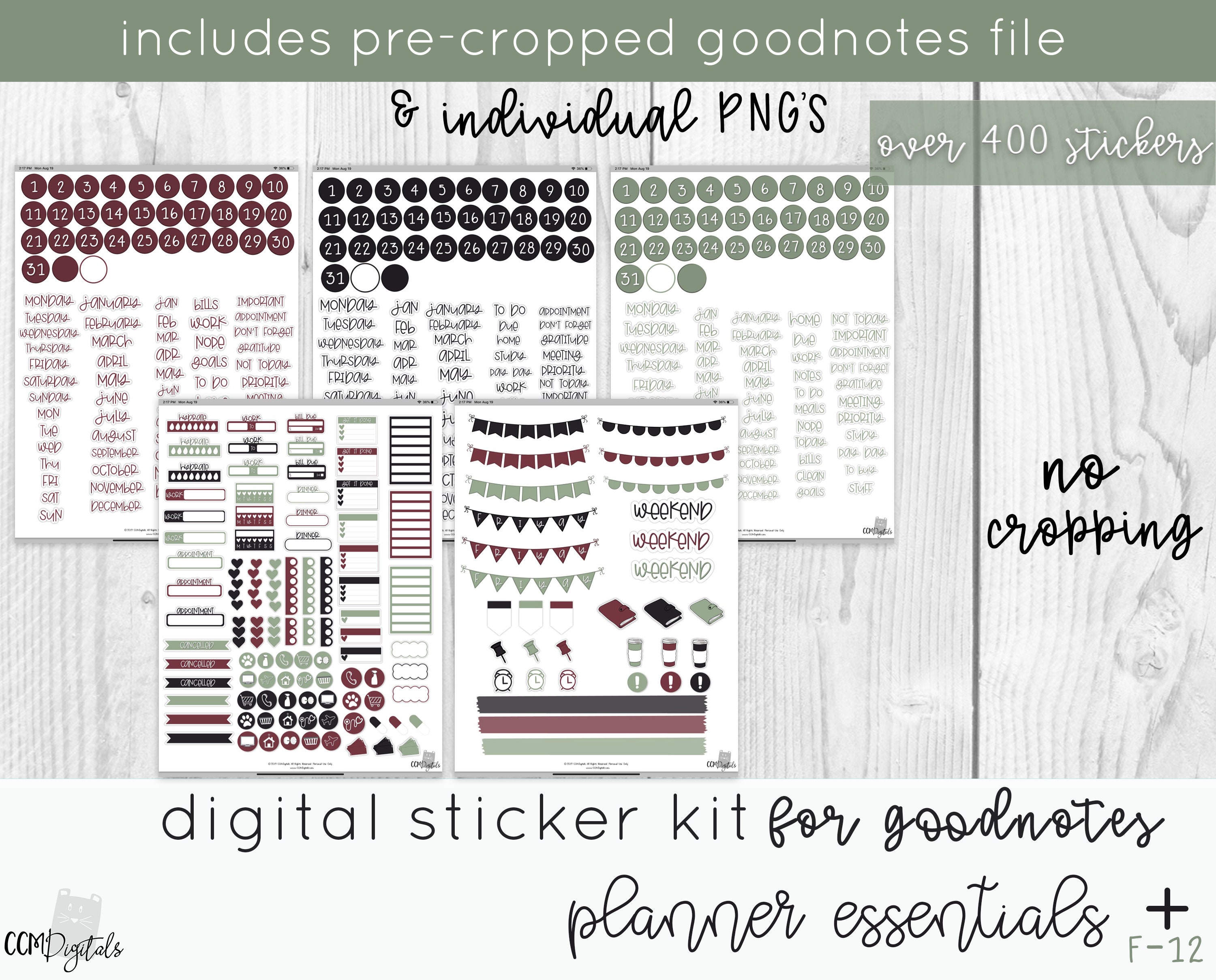 Digital Planner Dates Days Months Stickers Goodnotes - Etsy