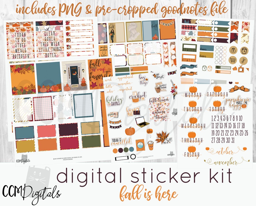 Fall Digital Planner Stickers Digital Stickers Goodnotes iPad Planner ...