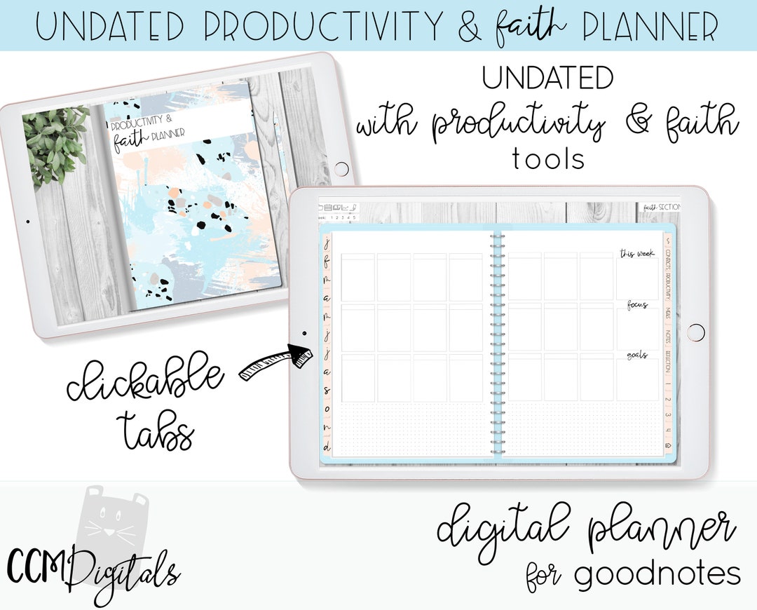 Undated Digital Productivity & Faith Planner for Goodnotes Planner ...