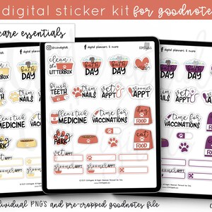 PC-8 Digital Pet Care Stickers for Goodnotes | Pet Care Stickers | PNG ...