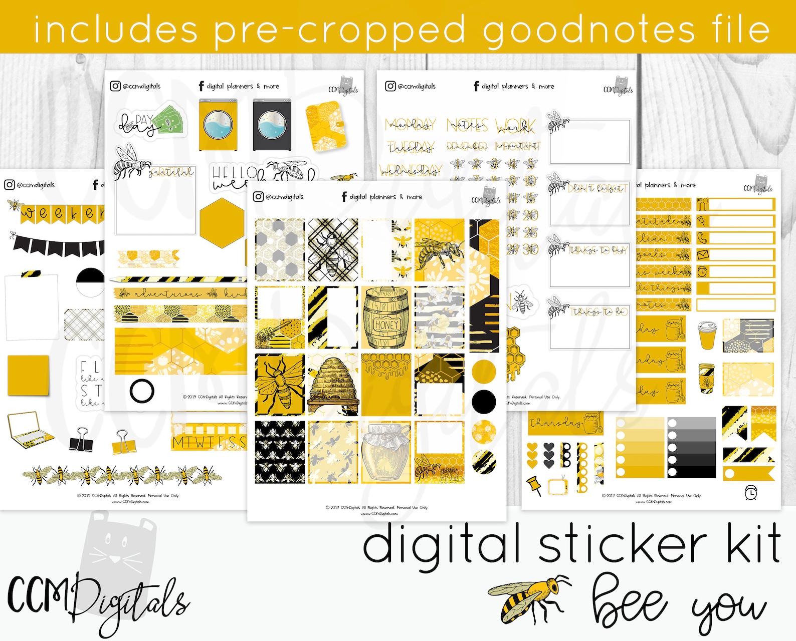 Digital Planner Bee Stickers for Digital Planners and Journals - Etsy