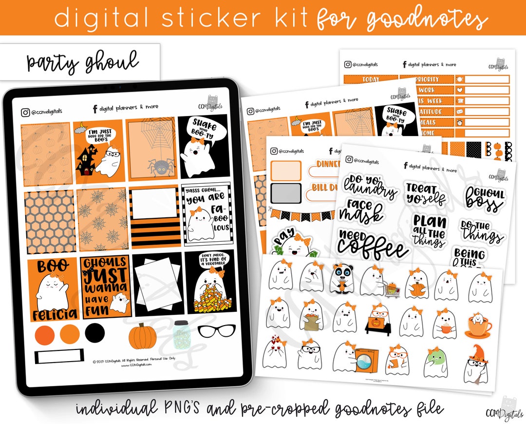 Halloween Ghost Fall Digital Planner Stickers | Digital Stickers for ...