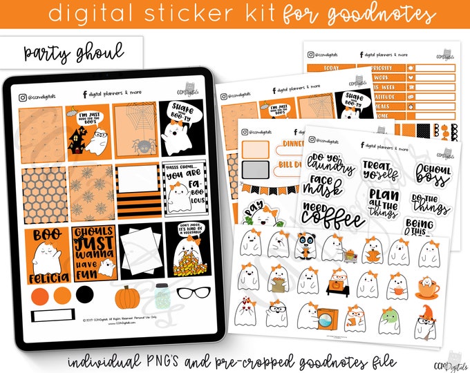 Halloween Ghost Fall Digital Planner Stickers Digital Stickers for Fall ...