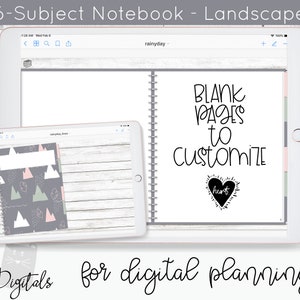 Digital 6-subject Notebook With Linked Pages Digital Journal for ...