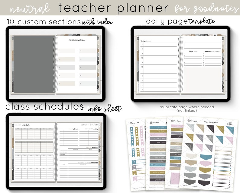 Digital Teacher Planner Undated Neutral Teacher Digital - Etsy