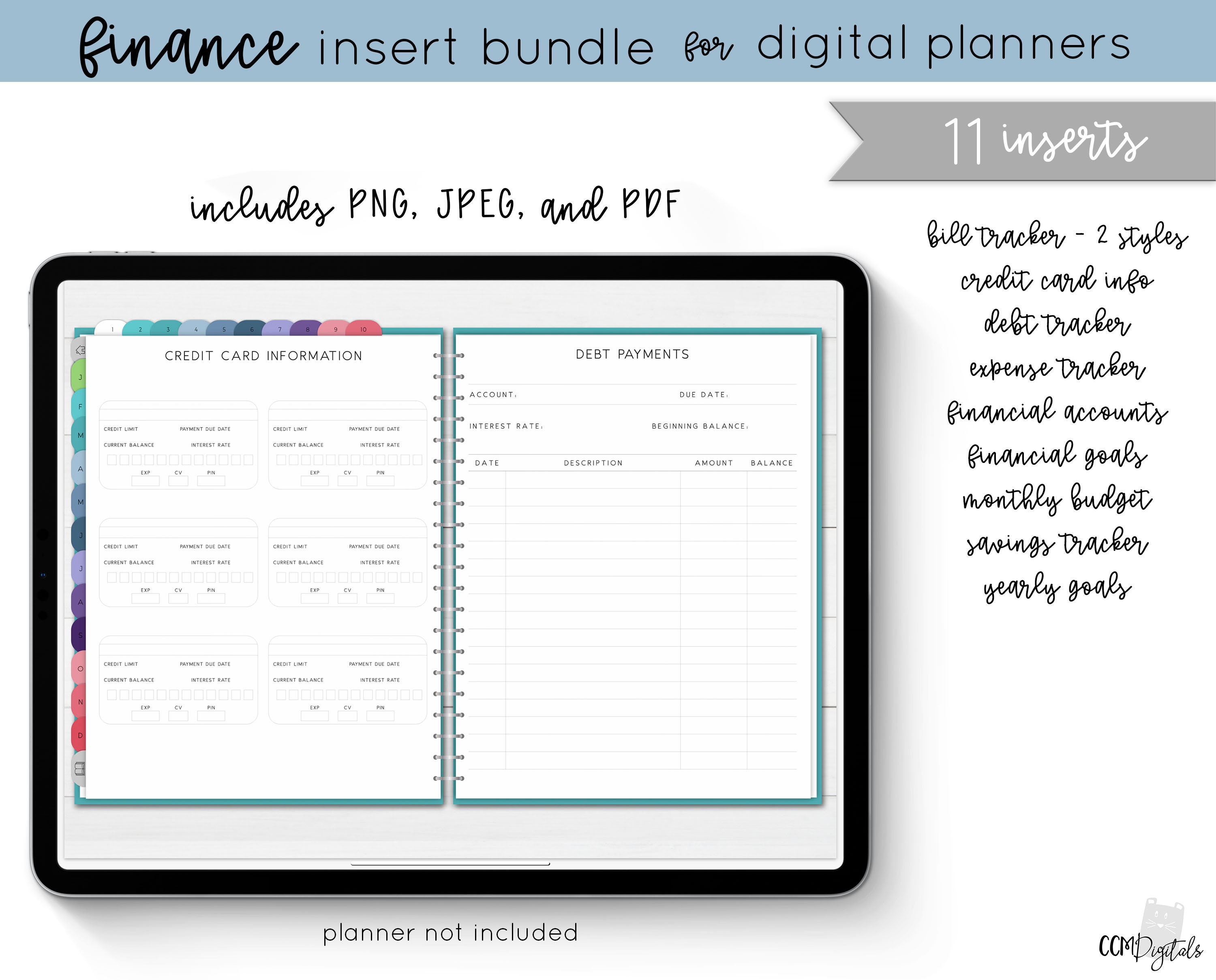 Finance Digital Planner Inserts for Digital Planner or Digital Journal ...