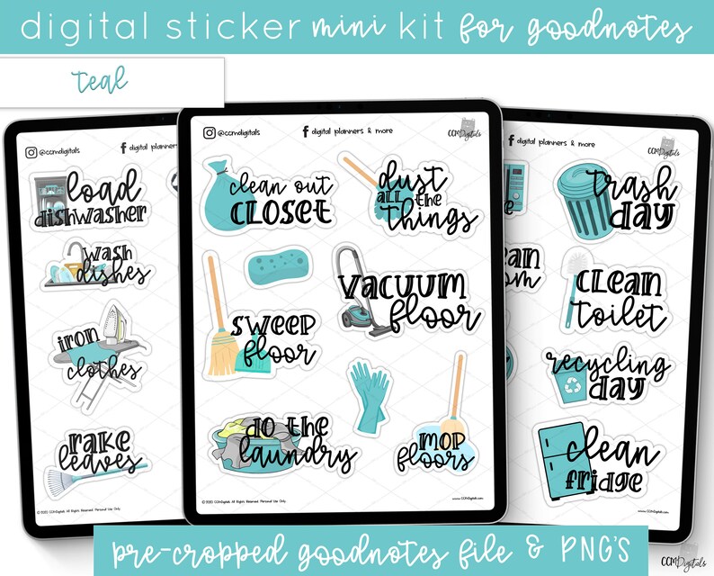 Digital Planner Stickers Chores Mini Kit A Functional - Etsy