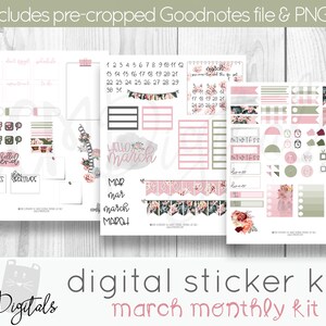March 2019 Digital Planner Stickers | A Pink Winter Themed Digital ...