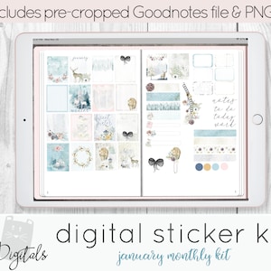 January 2019 Digital Planner Stickers | A Snowy Winter Digital Sticker ...