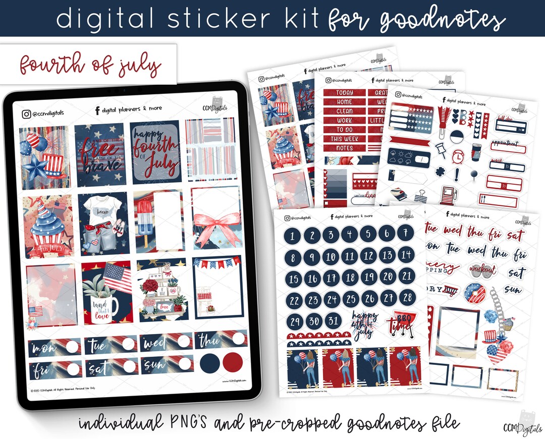 4th of July Digital Planner Stickers | Digital Planner Stickers for ...