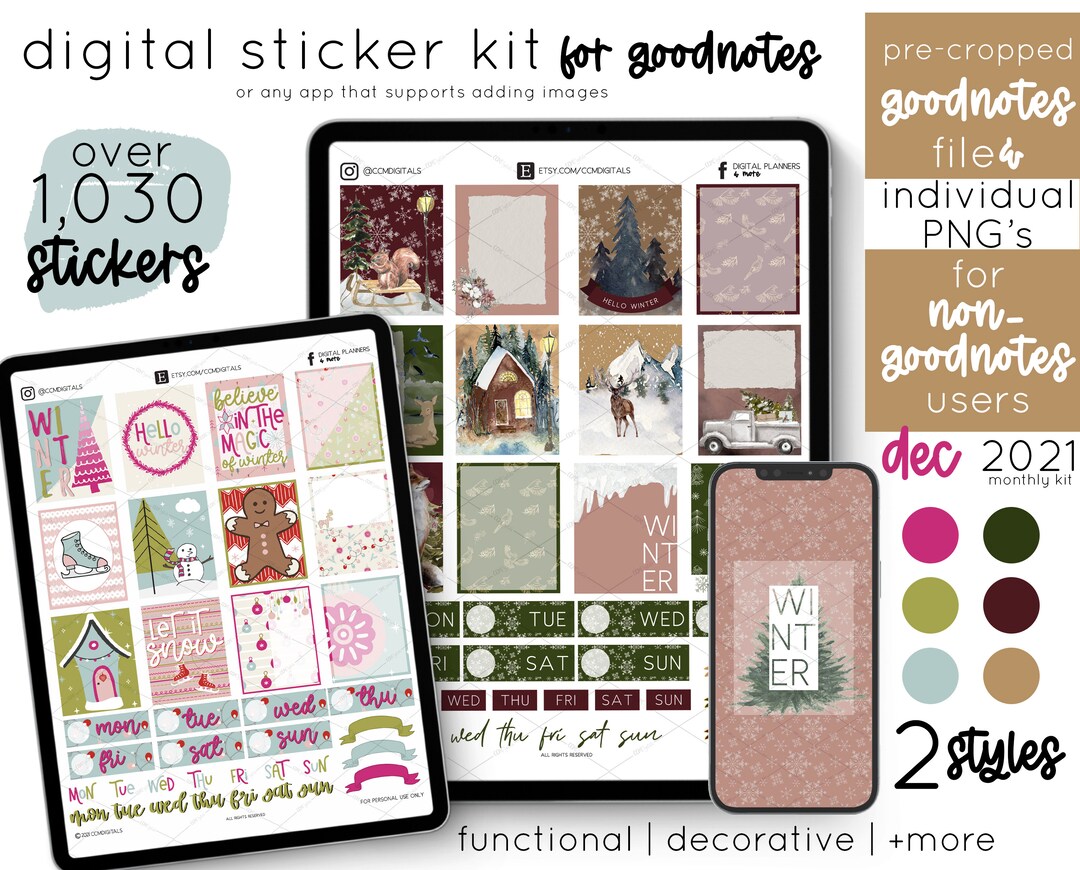 December Digital Planner Stickers | Includes Colorful Winter Digital ...