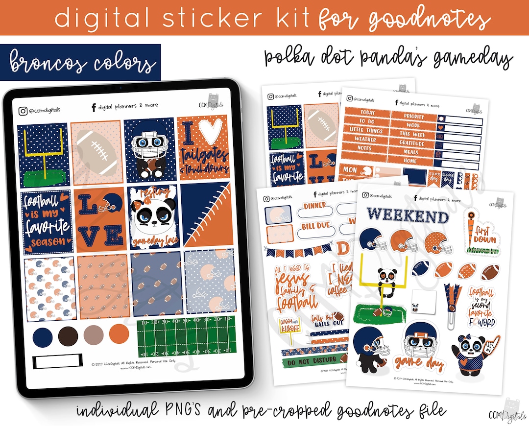 Digital Planner Football Stickers | Goodnotes Stickers iPad Sticker ...