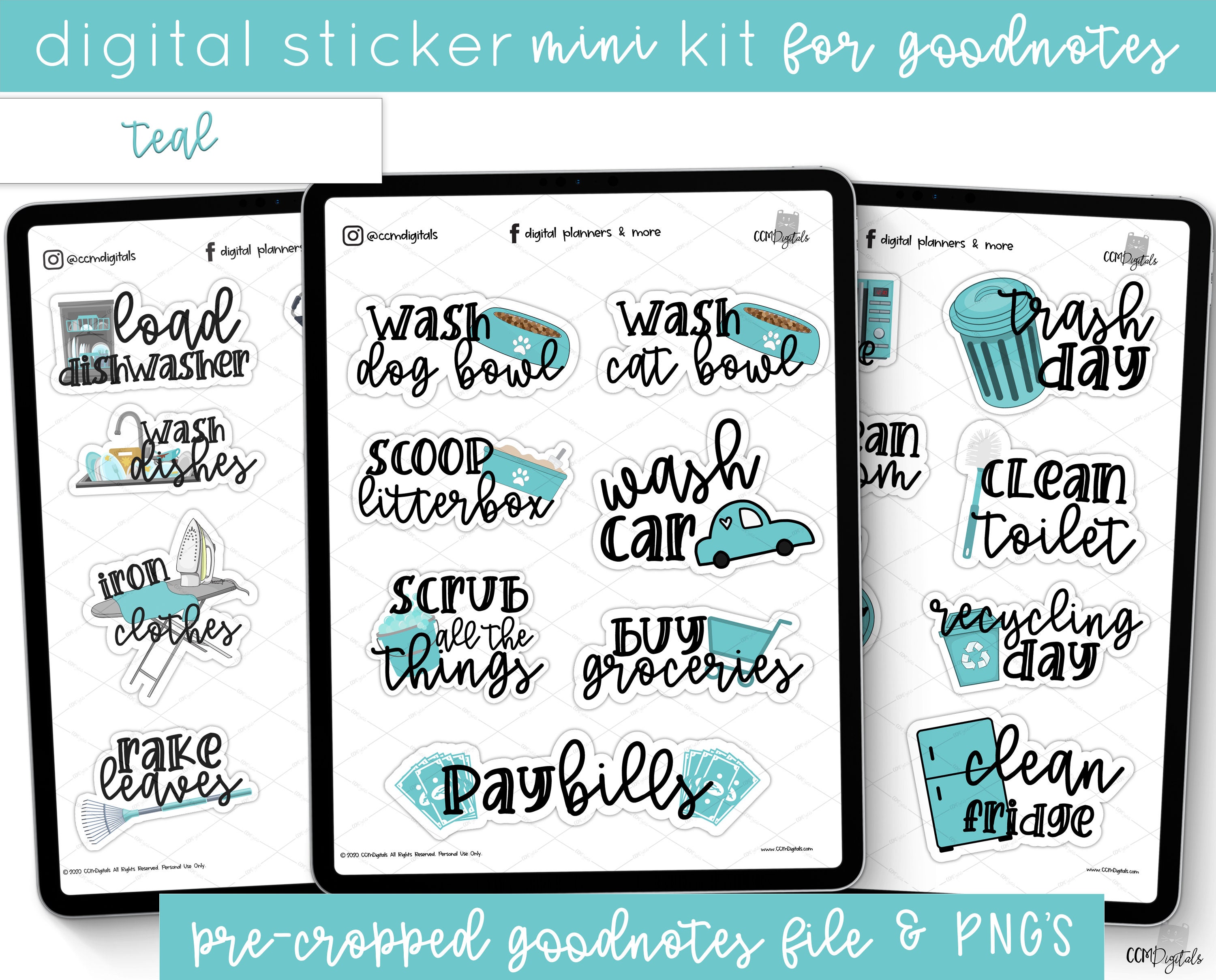 Digital Planner Stickers Chores Mini Kit Goodnotes | Etsy