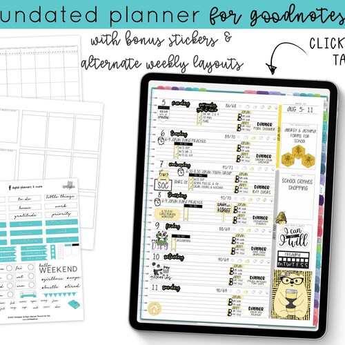 Undated Colorful Digital Planner for Goodnotes Colorful - Etsy