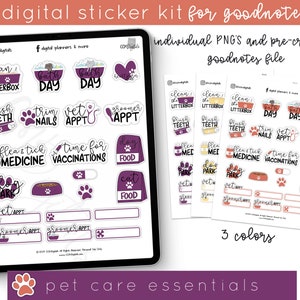 PC-8 Digital Pet Care Stickers for Goodnotes | Pet Care Stickers | PNG ...