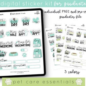 PC-2 Digital Pet Care Stickers for Goodnotes | Pet Care Stickers | iPad ...