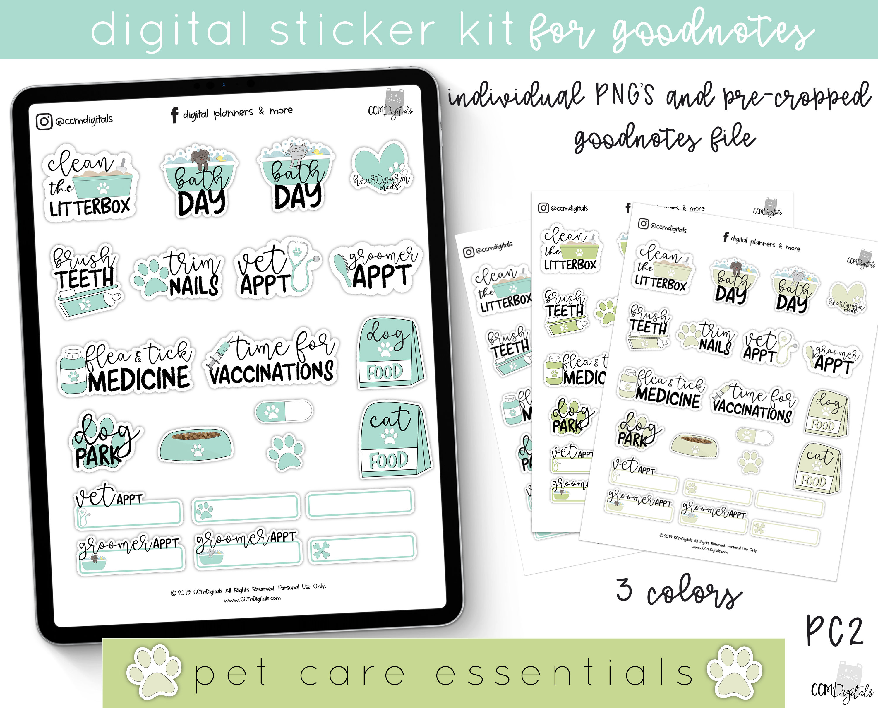 PC-2 Digital Pet Care Stickers for Goodnotes Pet Care - Etsy