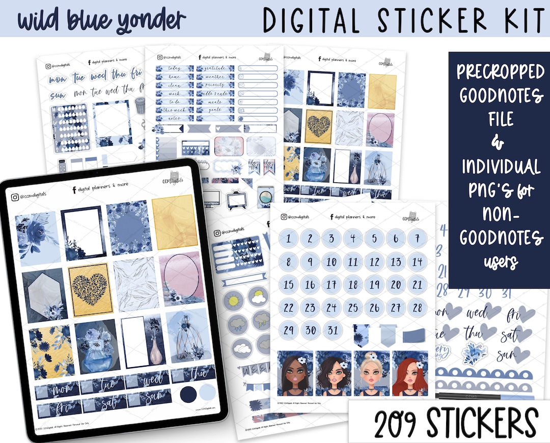 Digital Planner Wild Blue Yonder Stickers | Goodnotes Stickers | iPad ...