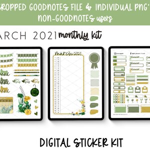 March 2021 Digital Planner Stickers | Includes Spring Floral and Bird ...