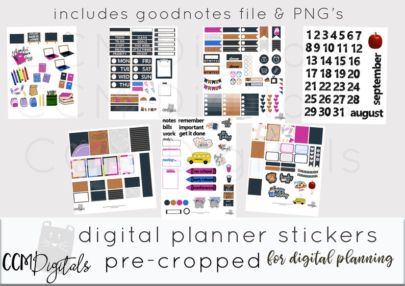 Digital Planner Stickers Back to School Kit Goodnotes - Etsy