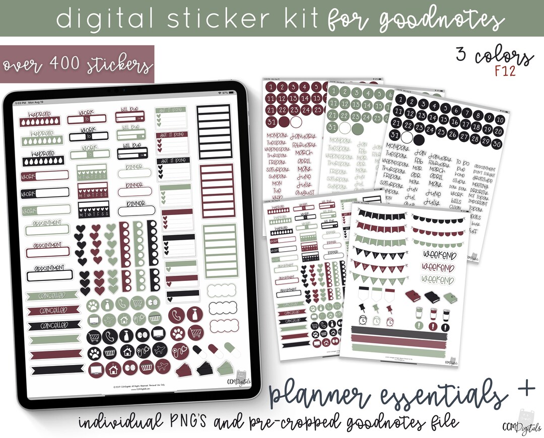 Digital Planner Dates Days Months Stickers | Goodnotes Stickers | iPad ...