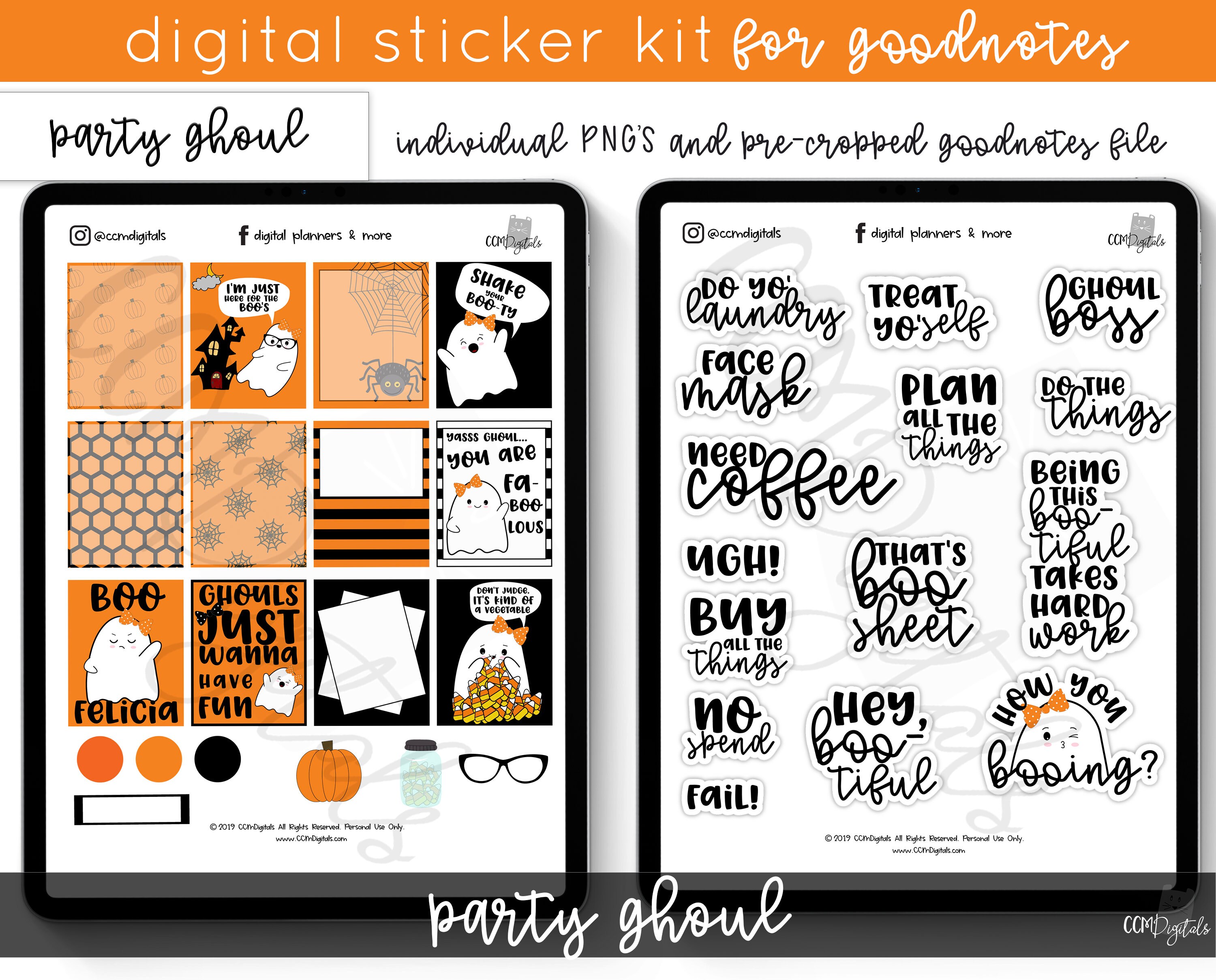 Halloween Ghost Fall Digital Planner Stickers Digital - Etsy