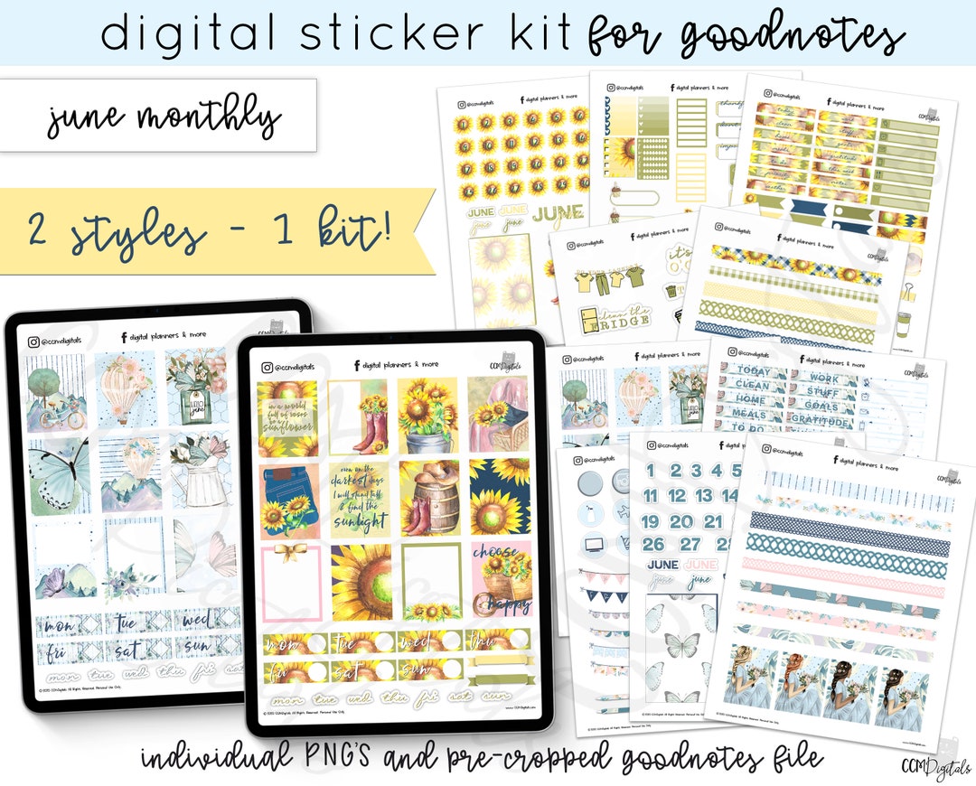 June 2020 Monthly Kit Digital Planner Stickers - Part 1 and Part 2 ...