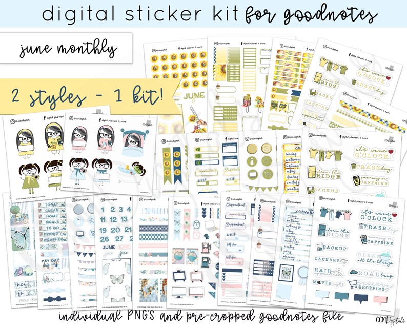 June 2020 Monthly Kit Digital Planner Stickers Part 1 and - Etsy