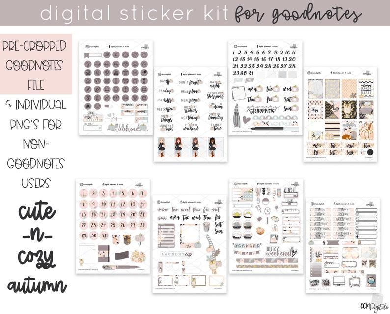 Cute & Cozy Autumn Digital Planner Stickers Goodnotes | Etsy