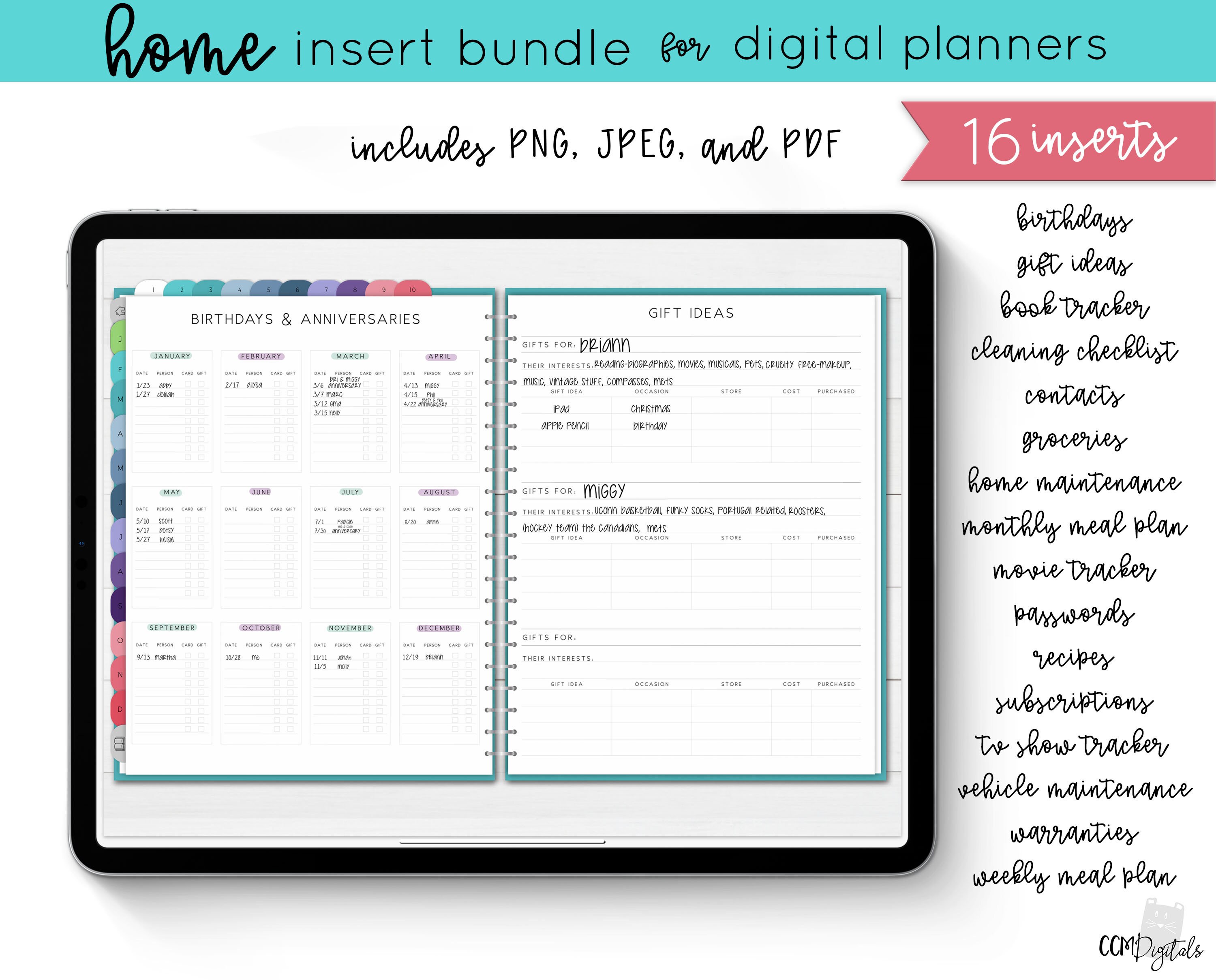 Home Digital Planner Insert Bundle for Digital Planners or Journals ...