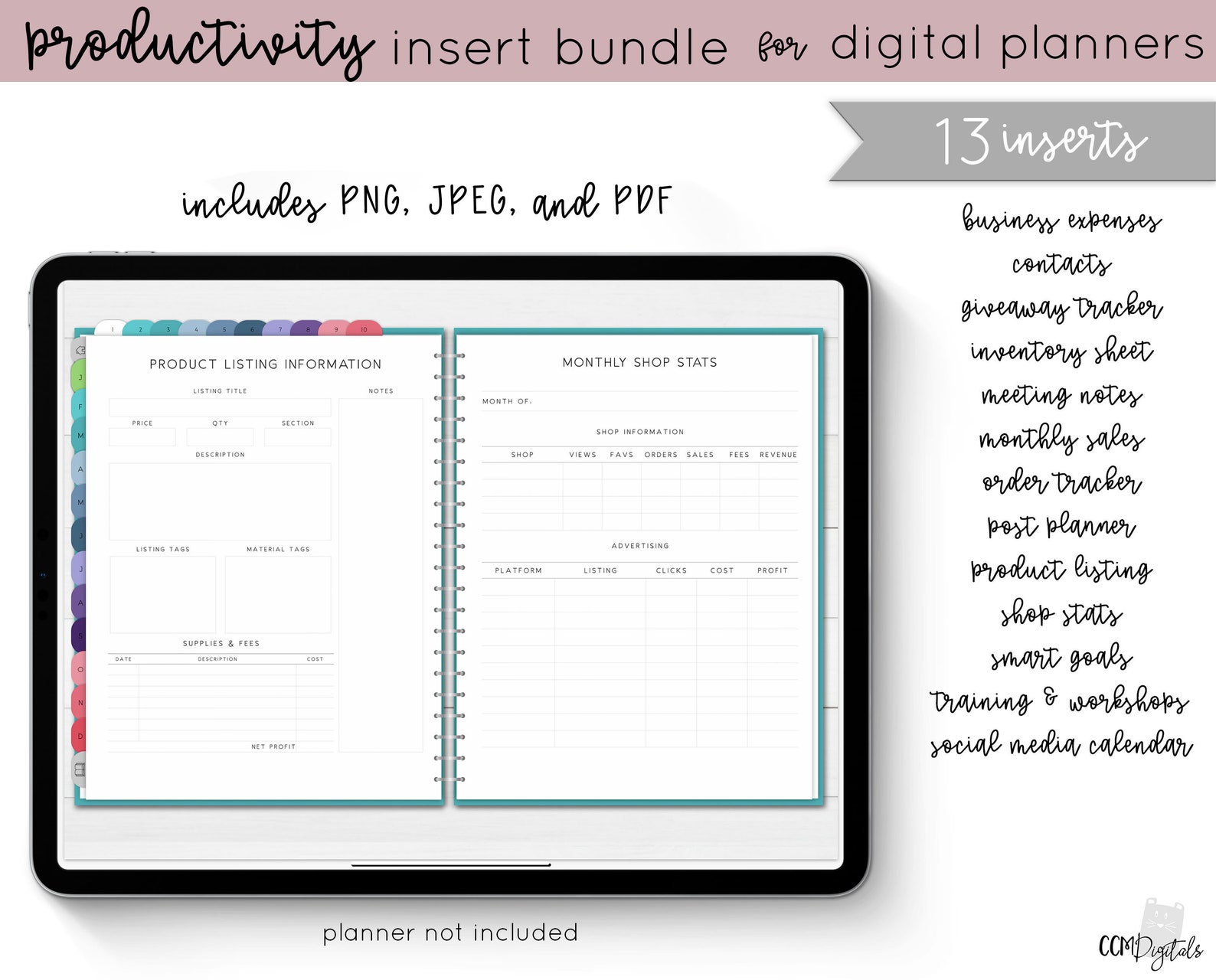 Productivity Digital Planner Inserts for Digital Planners and | Etsy