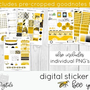 Digital Planner Bee Stickers for Digital Planners and Journals | Yellow ...