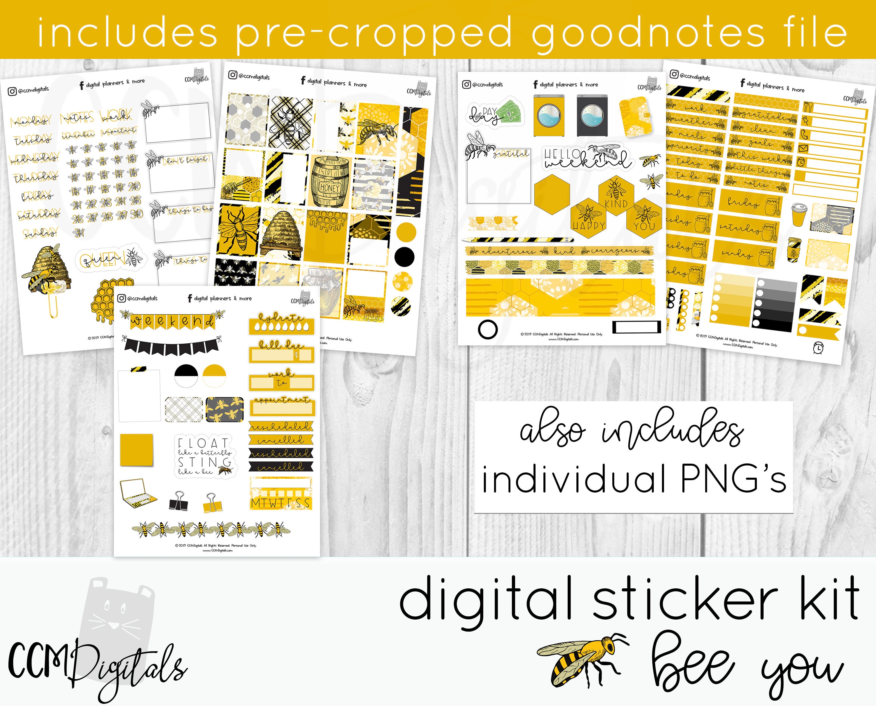 Digital Planner Bee Stickers for Digital Planners and Journals - Etsy