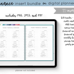 Finance Digital Planner Inserts for Digital Planner or Digital Journal ...