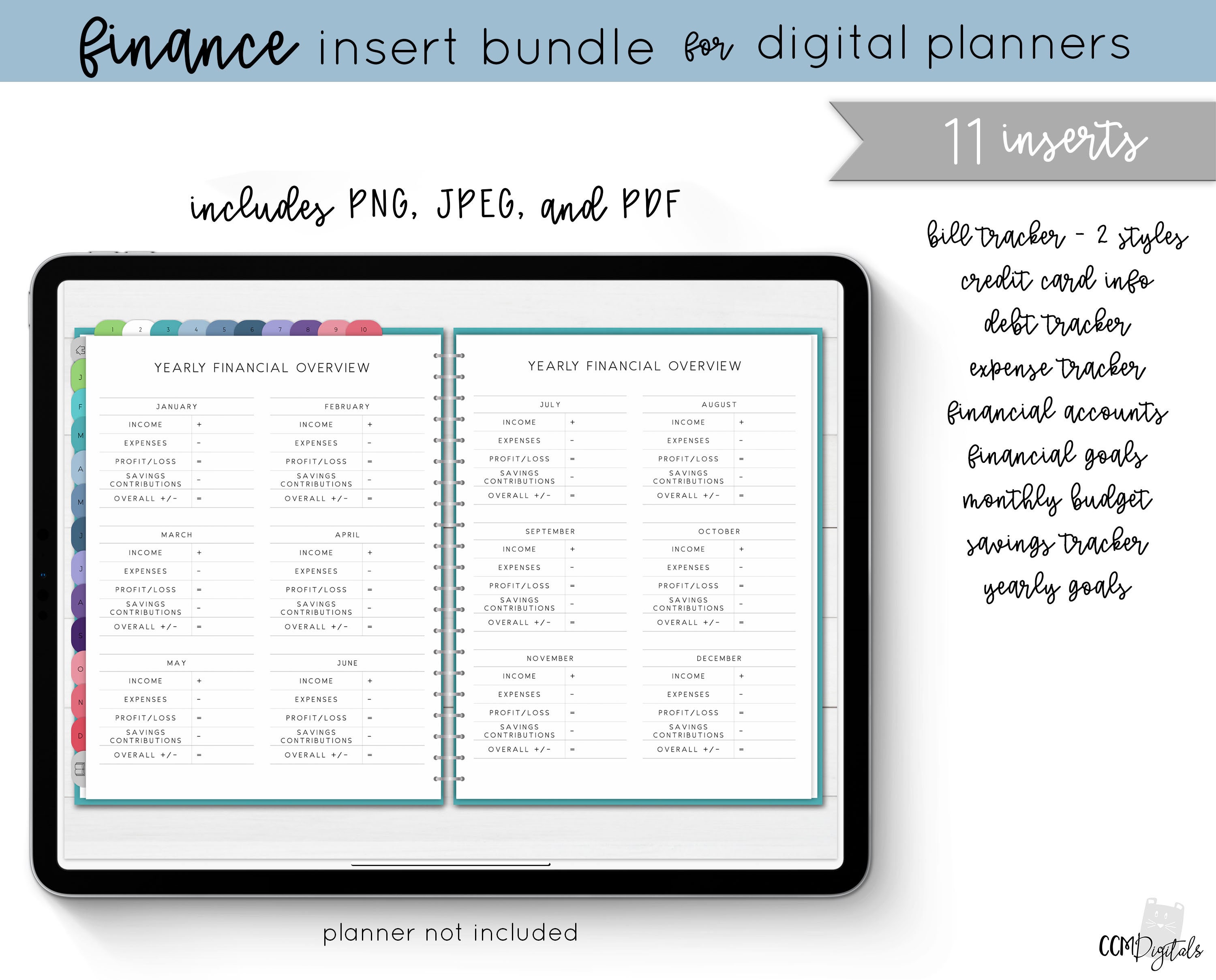 Finance Digital Planner Inserts for Digital Planner or Digital Journal ...