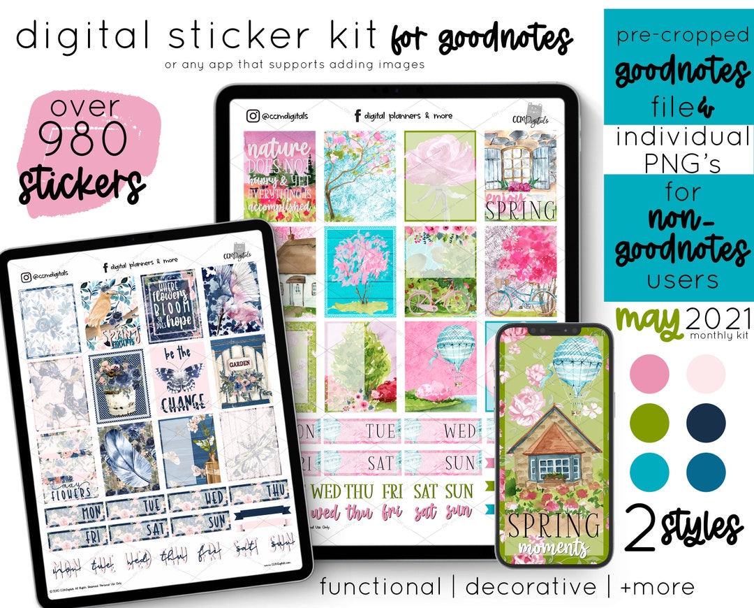 May 2021 Digital Planner Stickers | Spring and Summer Landscape Digital ...