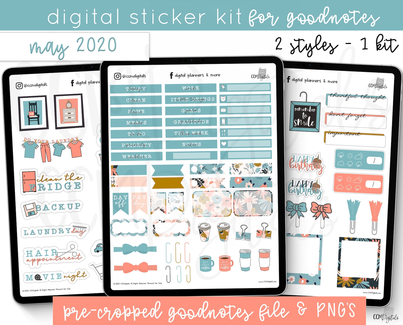 May 2020 Monthly Kit Digital Planner Stickers | Farmhouse and Farm ...