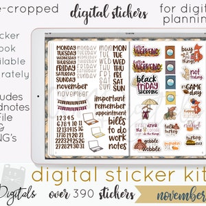 Nov 2018 Digital Planner Stickers | Digital Stickers | Fall Themed ...