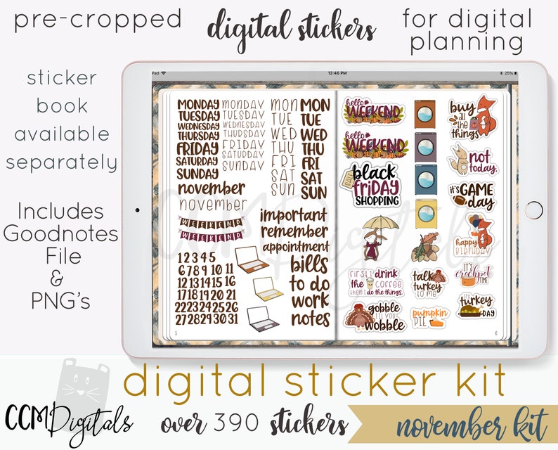 Nov 2018 Digital Planner Stickers Digital Stickers | Etsy