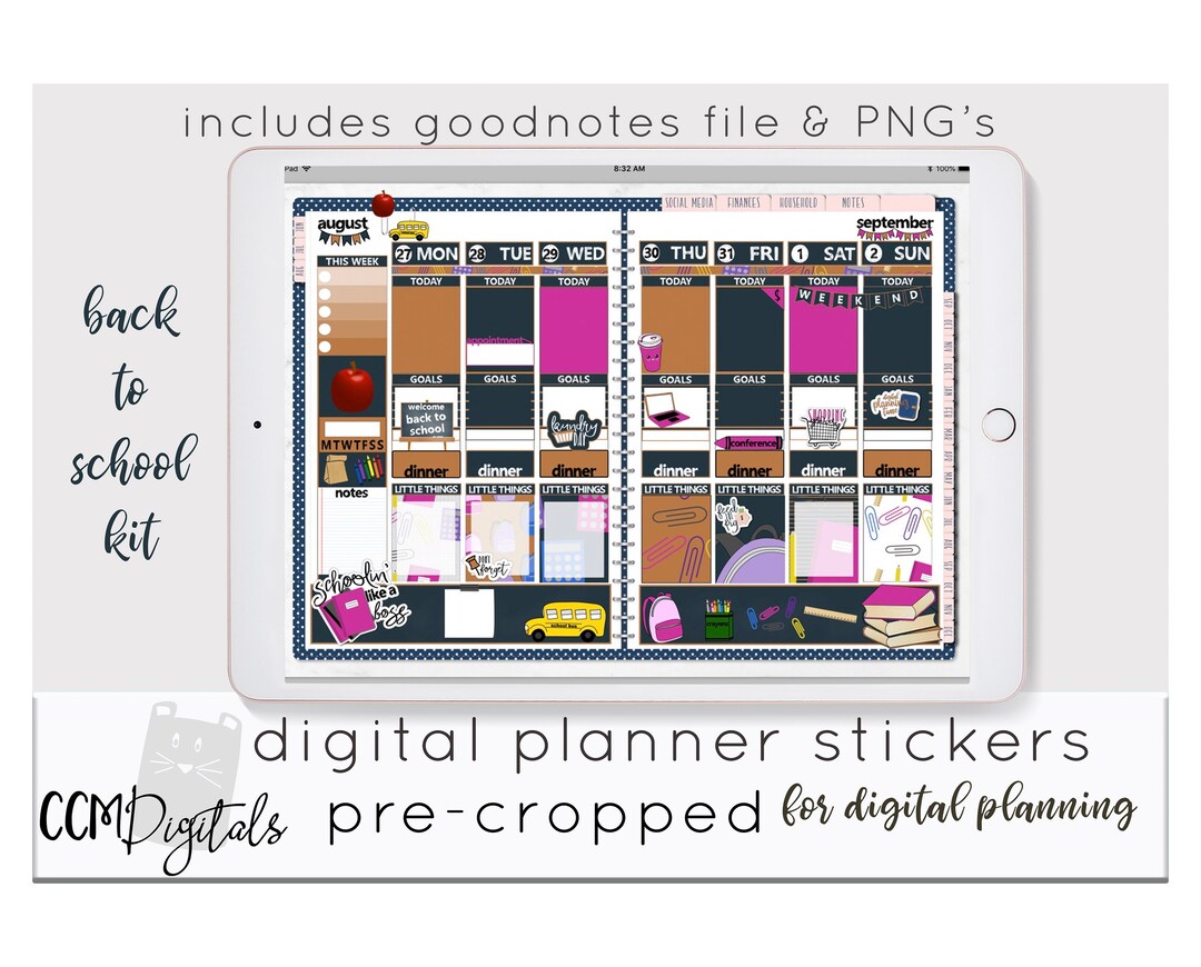 Digital Planner Stickers Back to School Kit | Goodnotes Stickers iPad ...